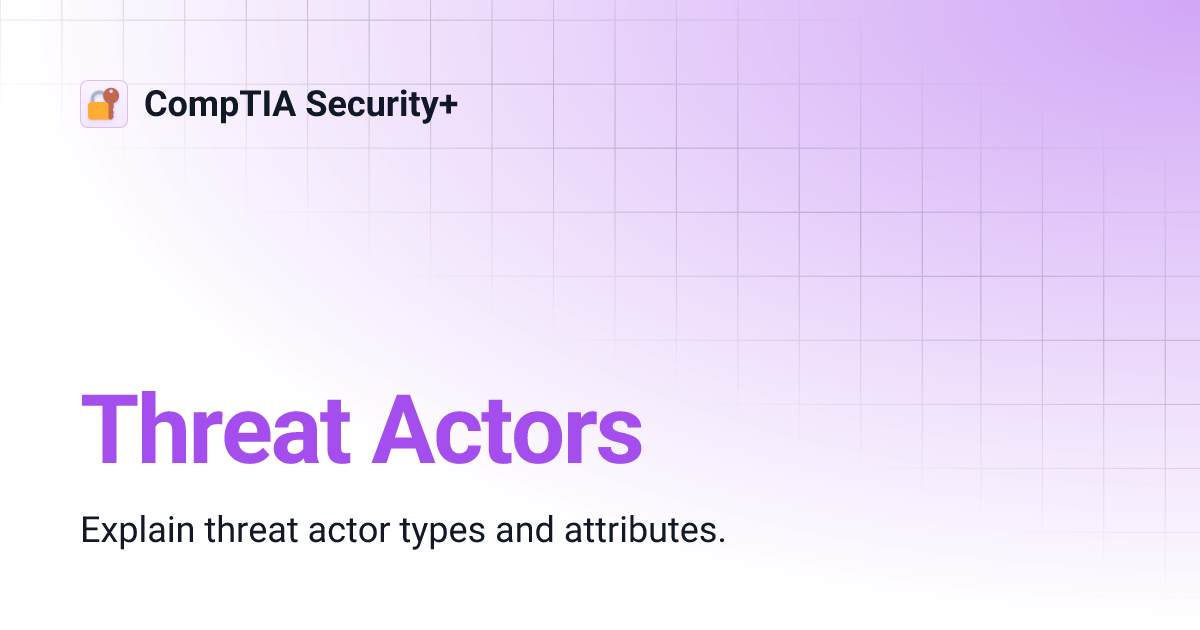 Threat Actors | CompTIA Security+